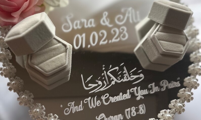 Personalized Mirror Nikkah Ring Trays Ring Box Islamic Muslim Gifts ...
