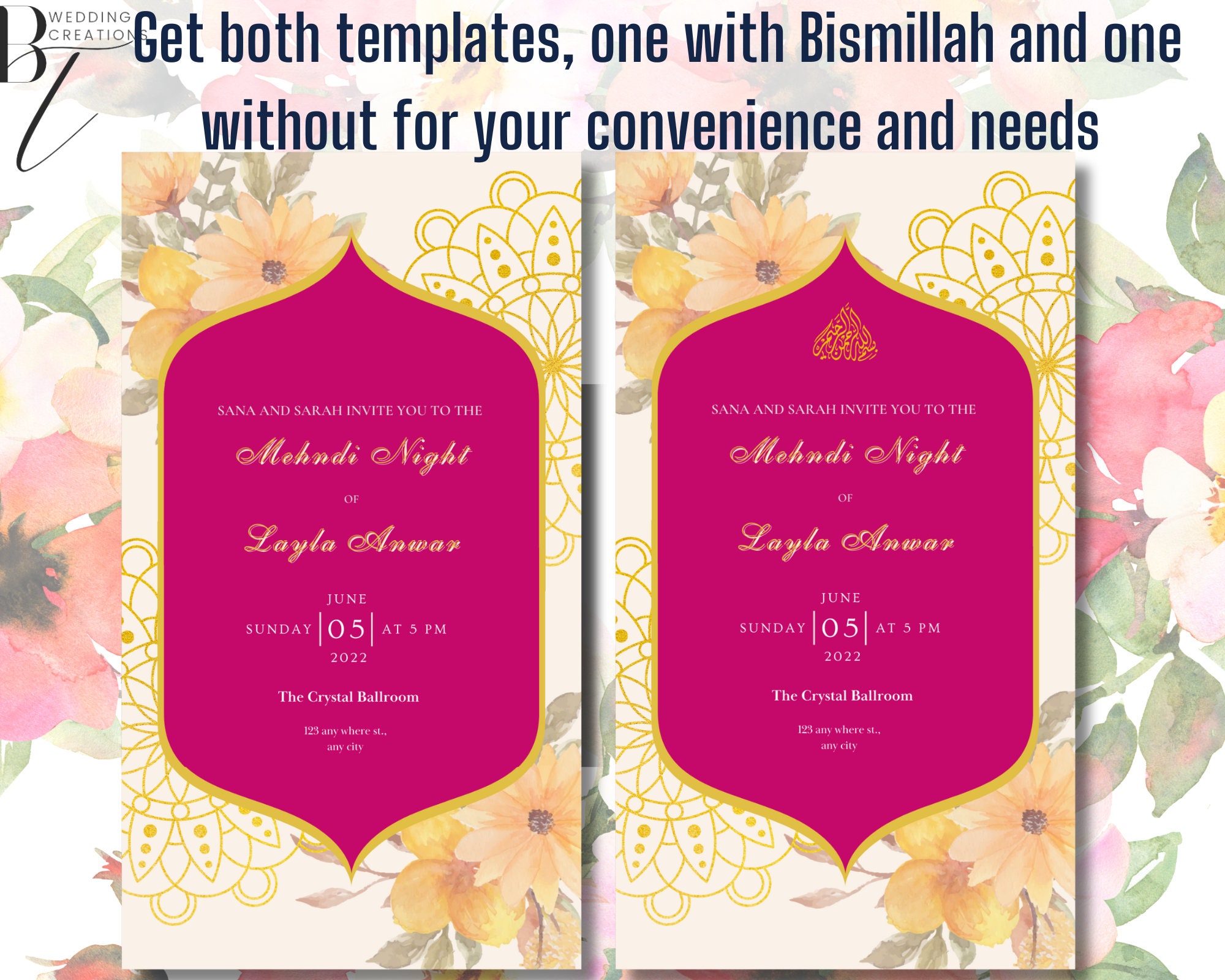 Animated Mehndi Dholki Haldi Mayoun Custom Digital Wedding Invitation ...