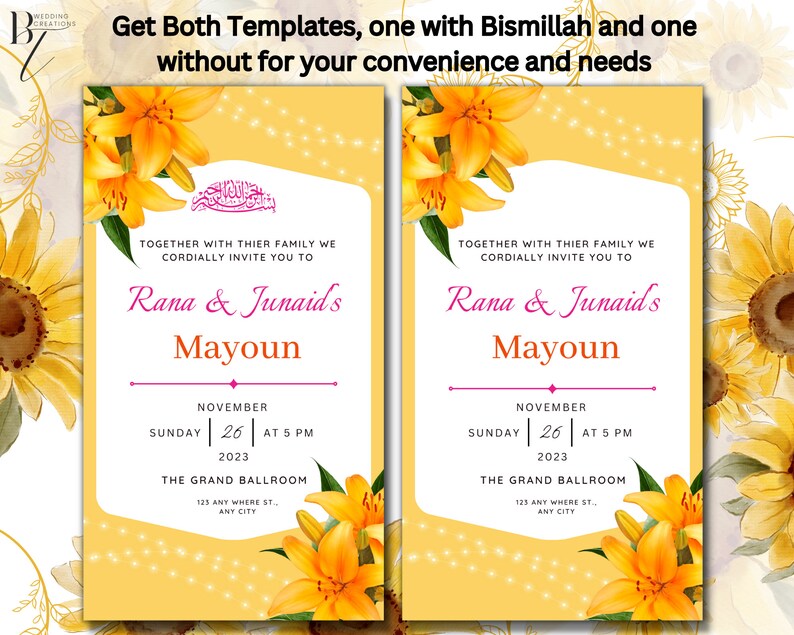 Animated Mayun Mayoun Haldi Dholki Mehndi Pithi Sangeet Digital ...