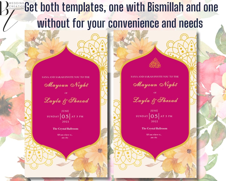 ANIMATED Mayoun Mayun Dholki Haldi Sangeet Editable Digital Wedding ...