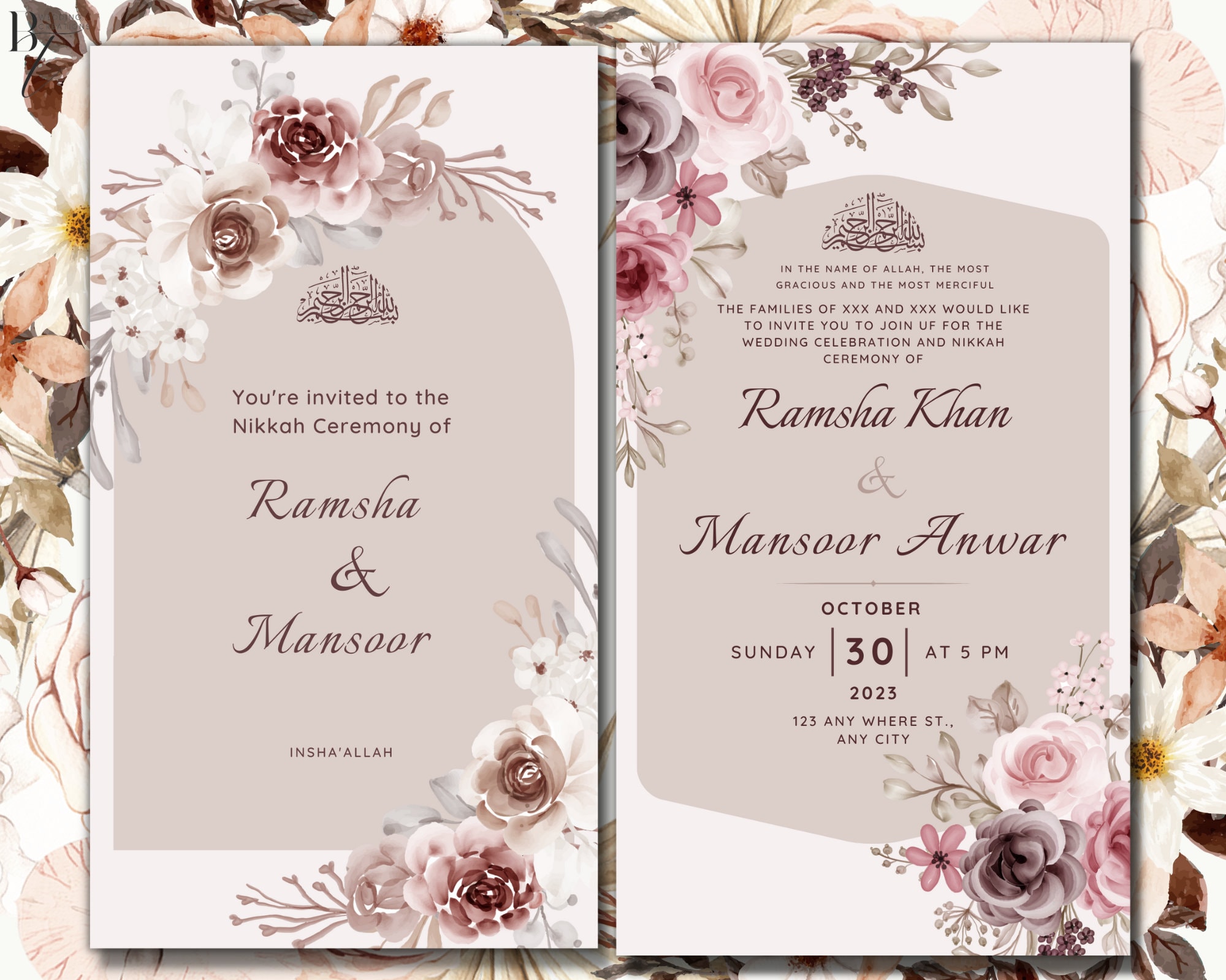 Animated Nikkah Engagement Wedding Shaadi Walima Save the Date Baat ...