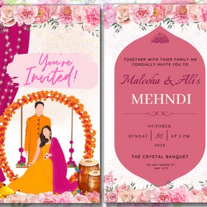 Animated Digital Mayoun Mayun Mehndi Haldi Pithi Dholki Sangeet Wedding ...