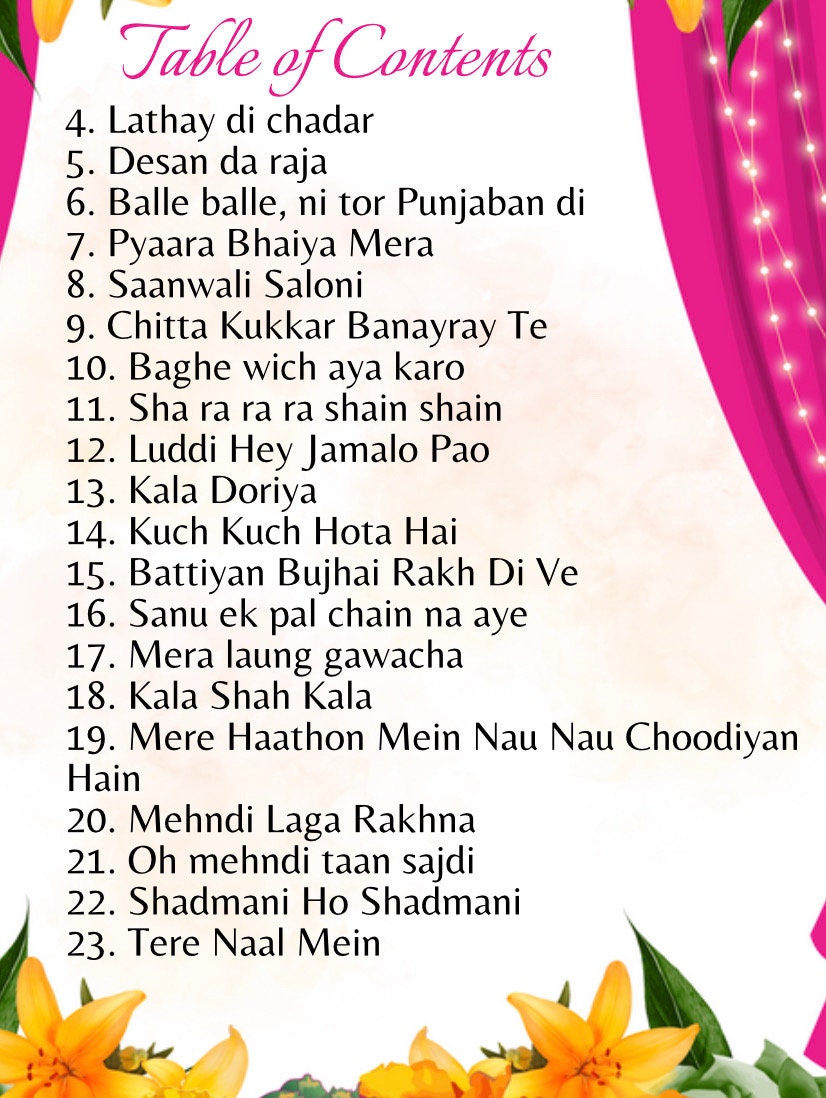 DIGITAL DOWNLOAD Modern Dholki Book, Mayoun Mehndi Song Book Desi Song ...