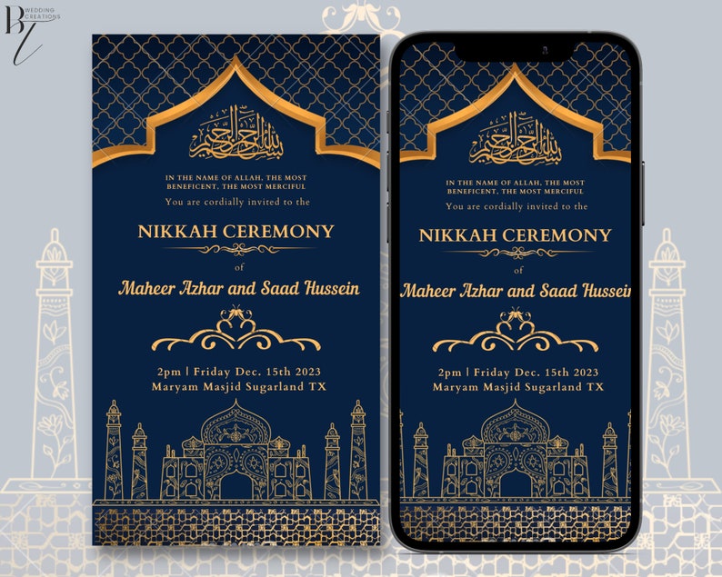 Editable Nikkah Shaadi Walima Card Wedding Card Muslim Invitations Desi ...