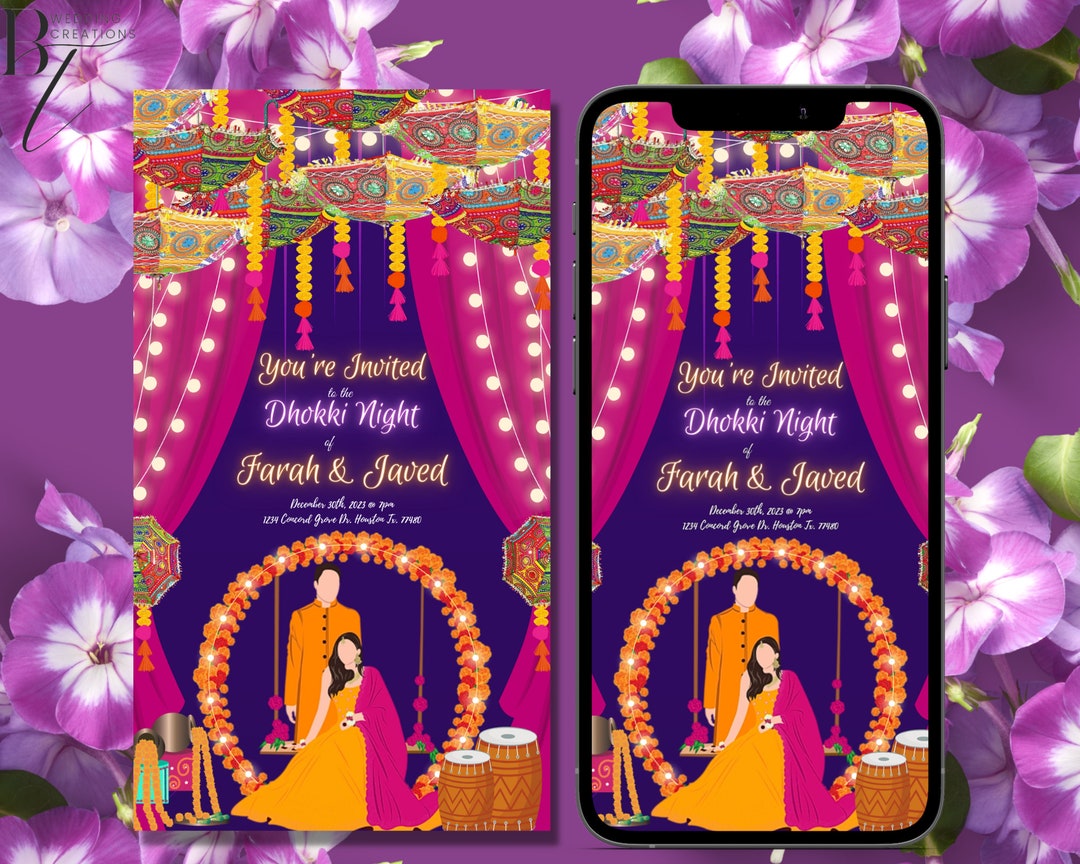 Editable Dholki Mehndi Sangeet Mayoun Haldi Invitation Digital - Etsy