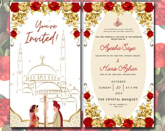 Animated Pink Digital Reception Shaadi Nikkah Ceremony Walima Wedding ...