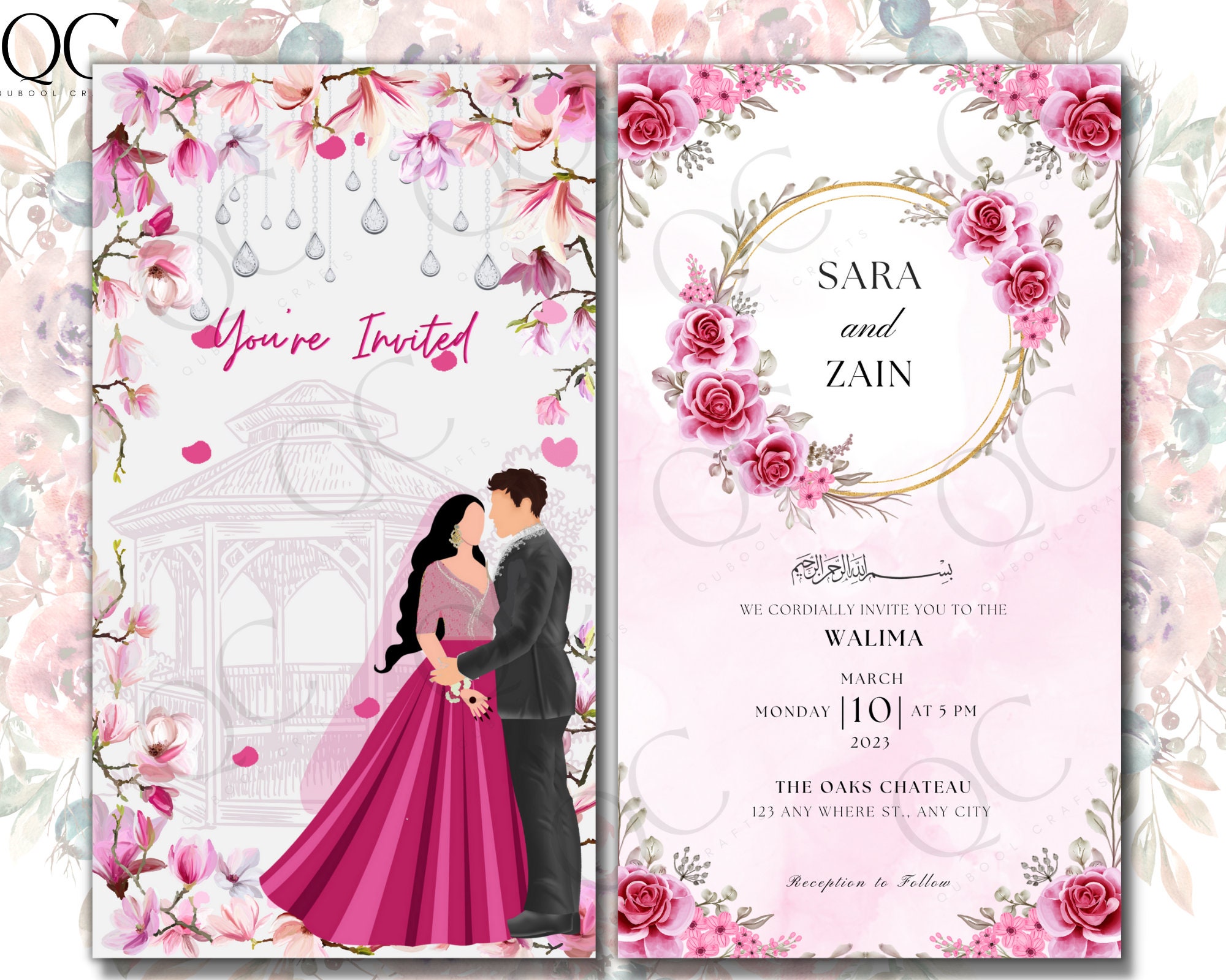 Animated Pink Walima Engagement Shaadi Nikkah Wedding Digital Desi ...