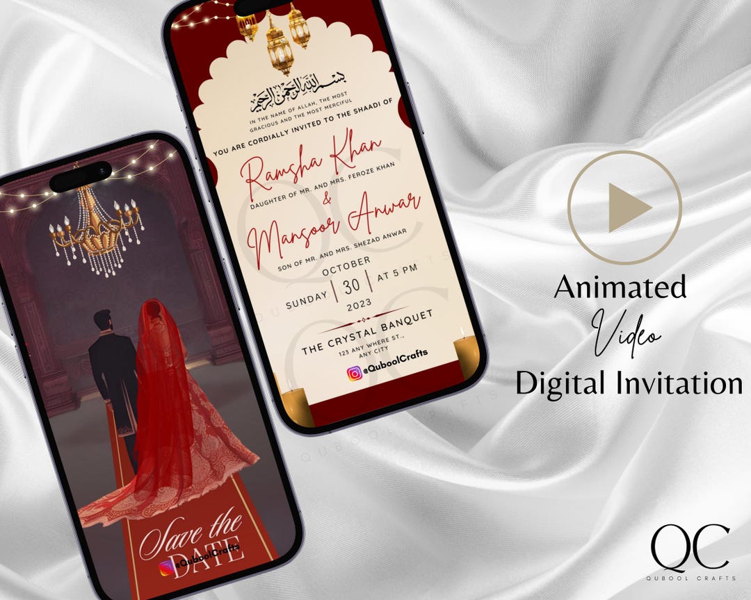 Animated Red Baraat Digital Shaadi Nikkah Ceremony Walima Wedding ...