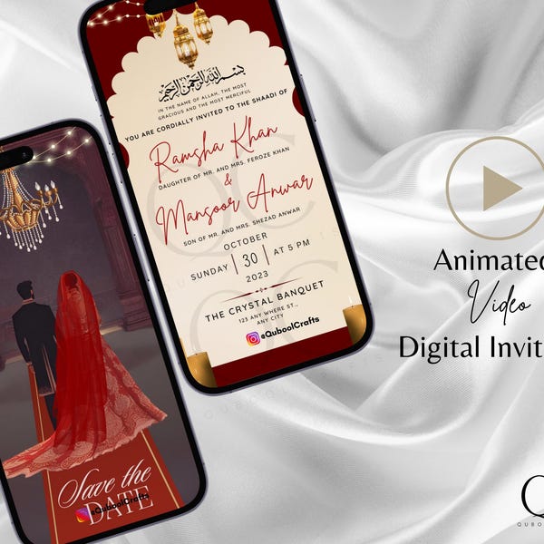 Animated Royal Ice Blue Engagement Walima Shaadi Nikkah Wedding Digital ...