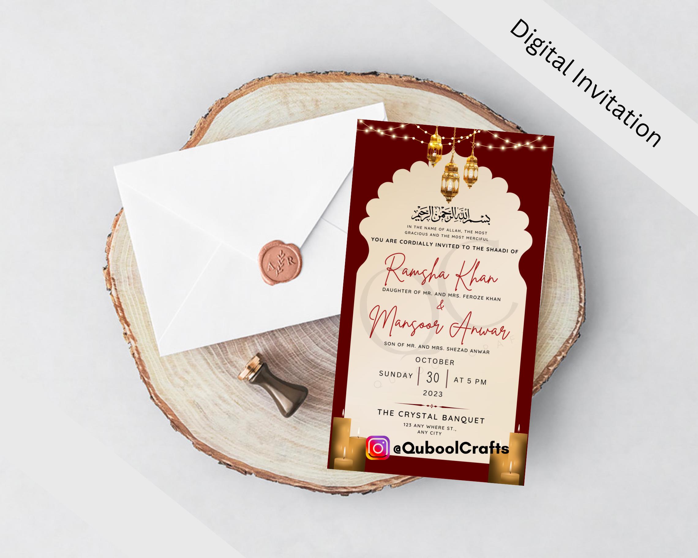 Animated Red Baraat Digital Shaadi Nikkah Ceremony Walima Wedding ...