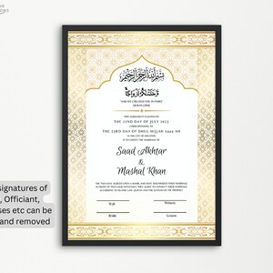 Digital Editable Nikkah Contract Personalized Muslim Cards Nikkanama ...