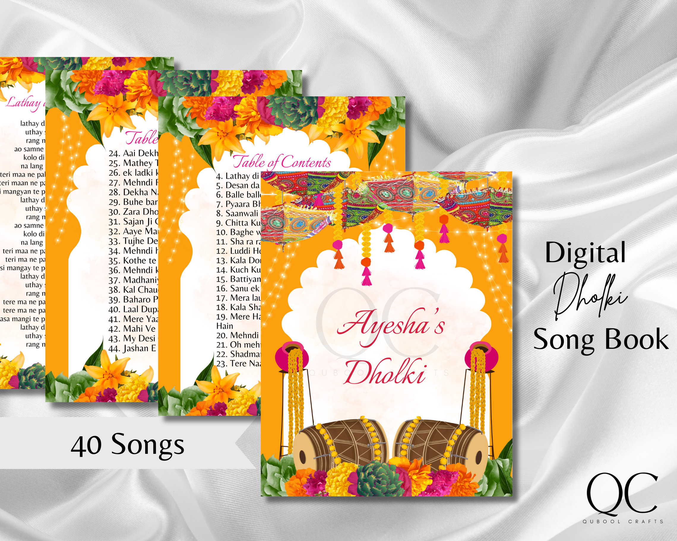 DIGITAL DOWNLOAD Modern Dholki Book, Mayoun Mehndi Song Book Desi Song ...