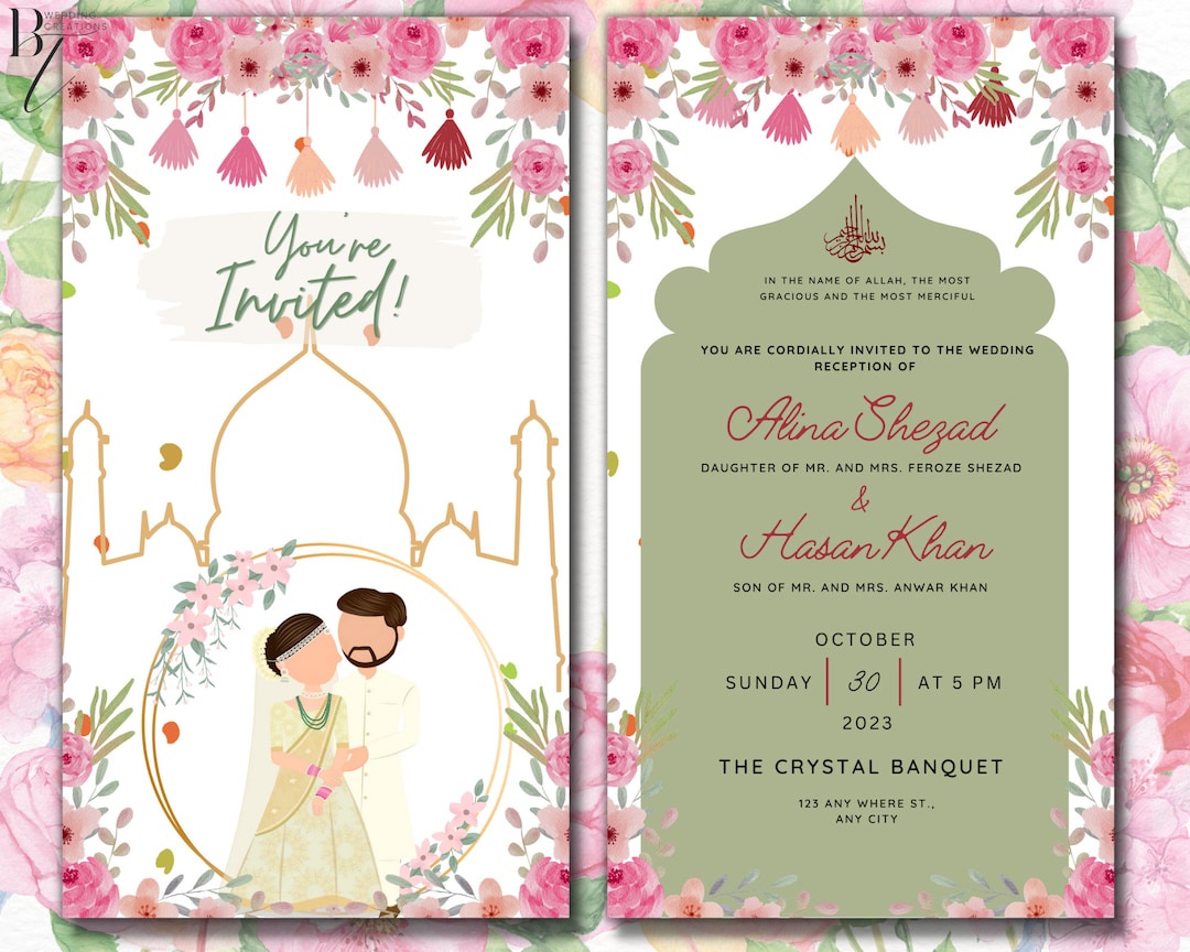 Animated Nikkah Ceremony Invitation Card Digital Muslim Desi Shaadi ...