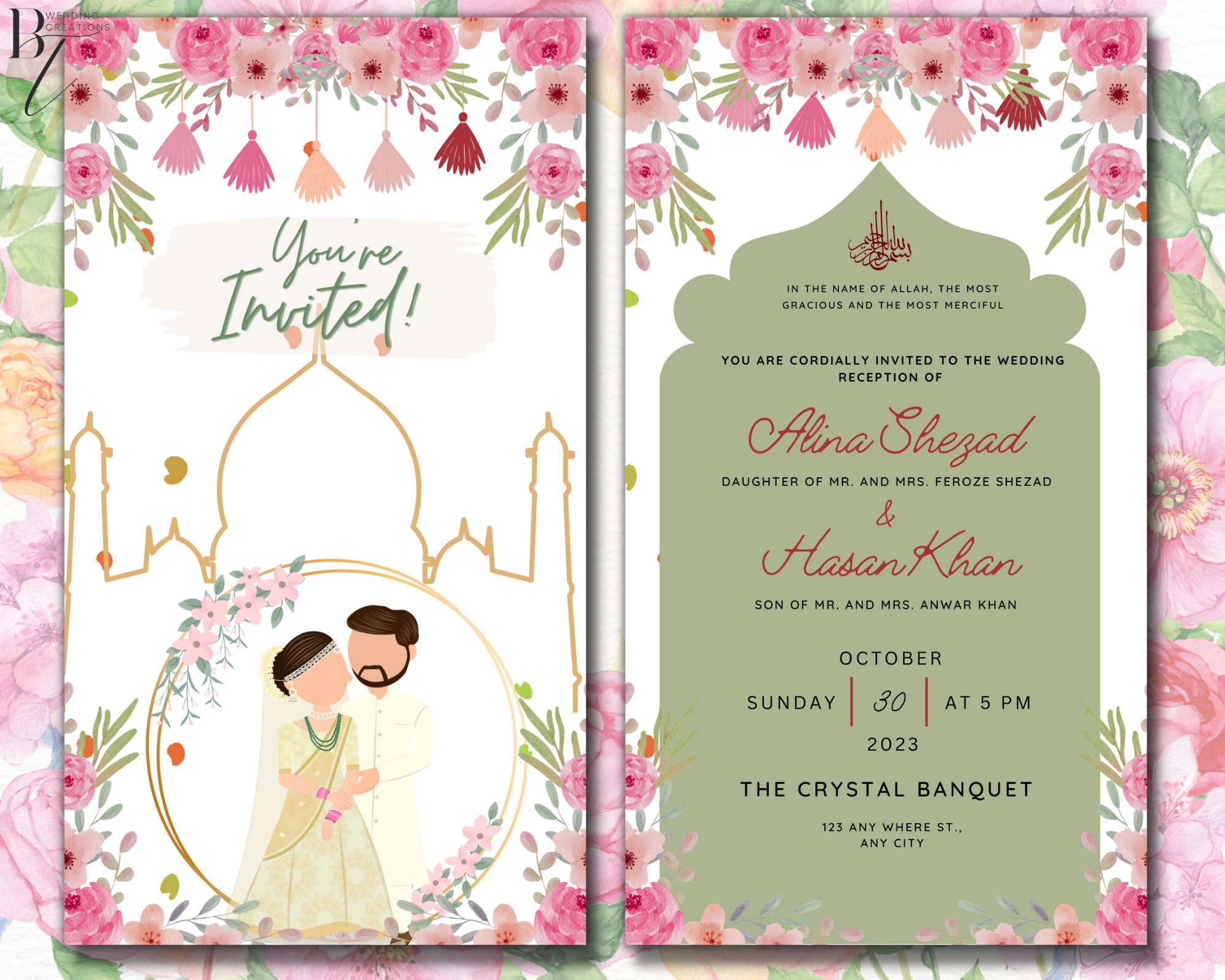 Animated Nikkah Ceremony Invitation Card Digital Muslim Desi Shaadi ...