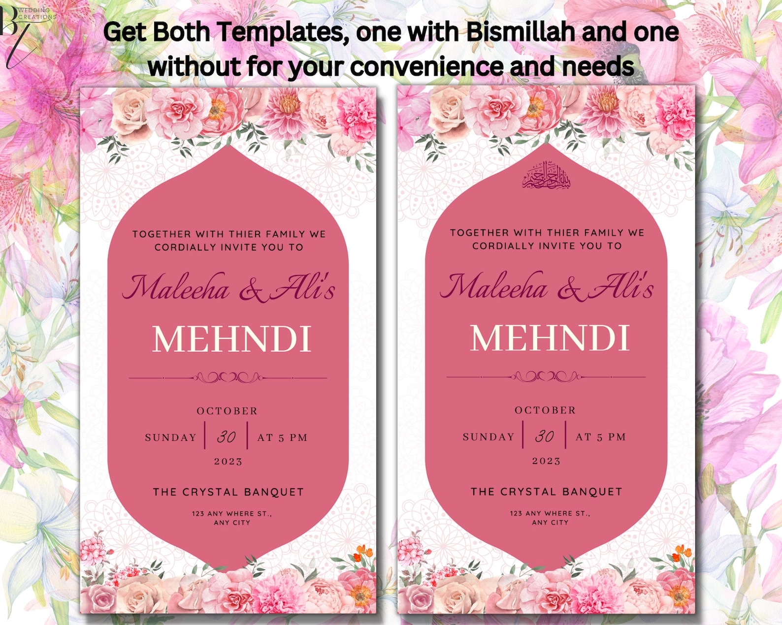 Animated Digital Mayoun Mayun Mehndi Haldi Pithi Dholki Sangeet Wedding ...