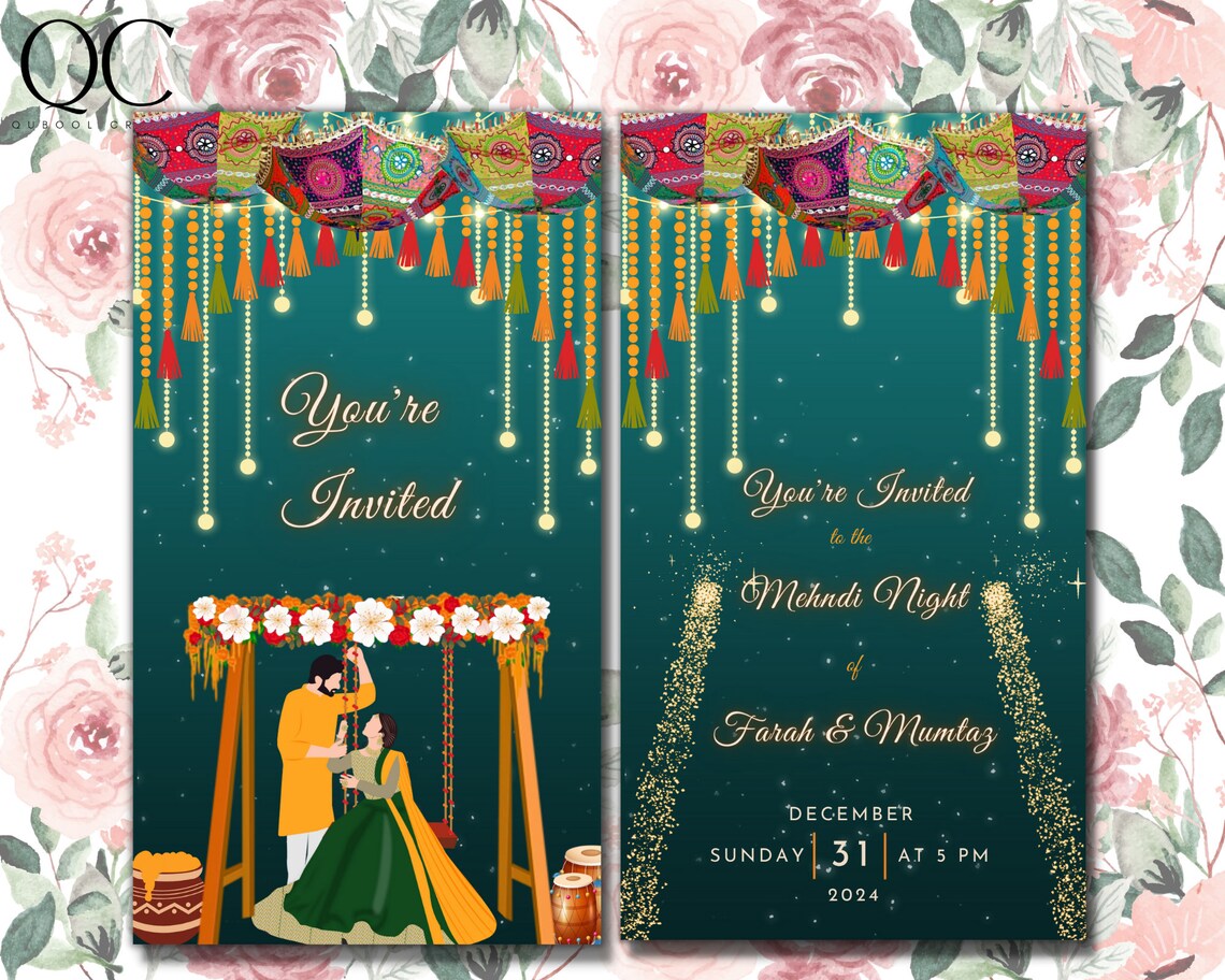 Animated Lighted Mehndi Dholki Mayoun Mayun Haldi Henna Night ...