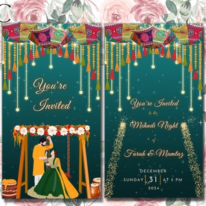 Animated Lighted Mehndi Dholki Mayoun Mayun Haldi Henna Night ...