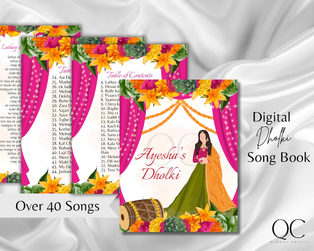DIGITAL DOWNLOAD Modern Dholki Book, Mayoun Mehndi Song Book Desi Song ...