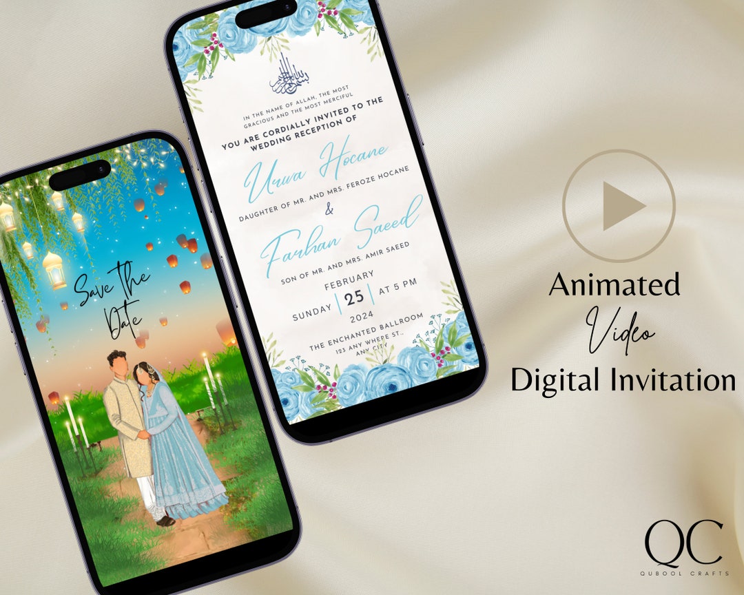 Animated Ice Blue Sunset Digital Nikkah Ceremony Shaadi Walima Wedding ...