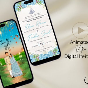 Animated Ice Blue Sunset Digital Nikkah Ceremony Shaadi Walima Wedding ...