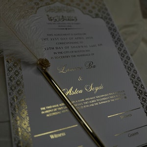 Luxury Gold Foil Nikkah Contract Pen Personalized Muslim Cards ...