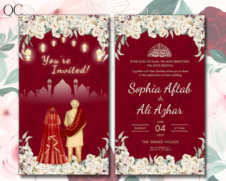 Animated Regal Red Digital Shaadi Nikkah Ceremony Walima Wedding ...