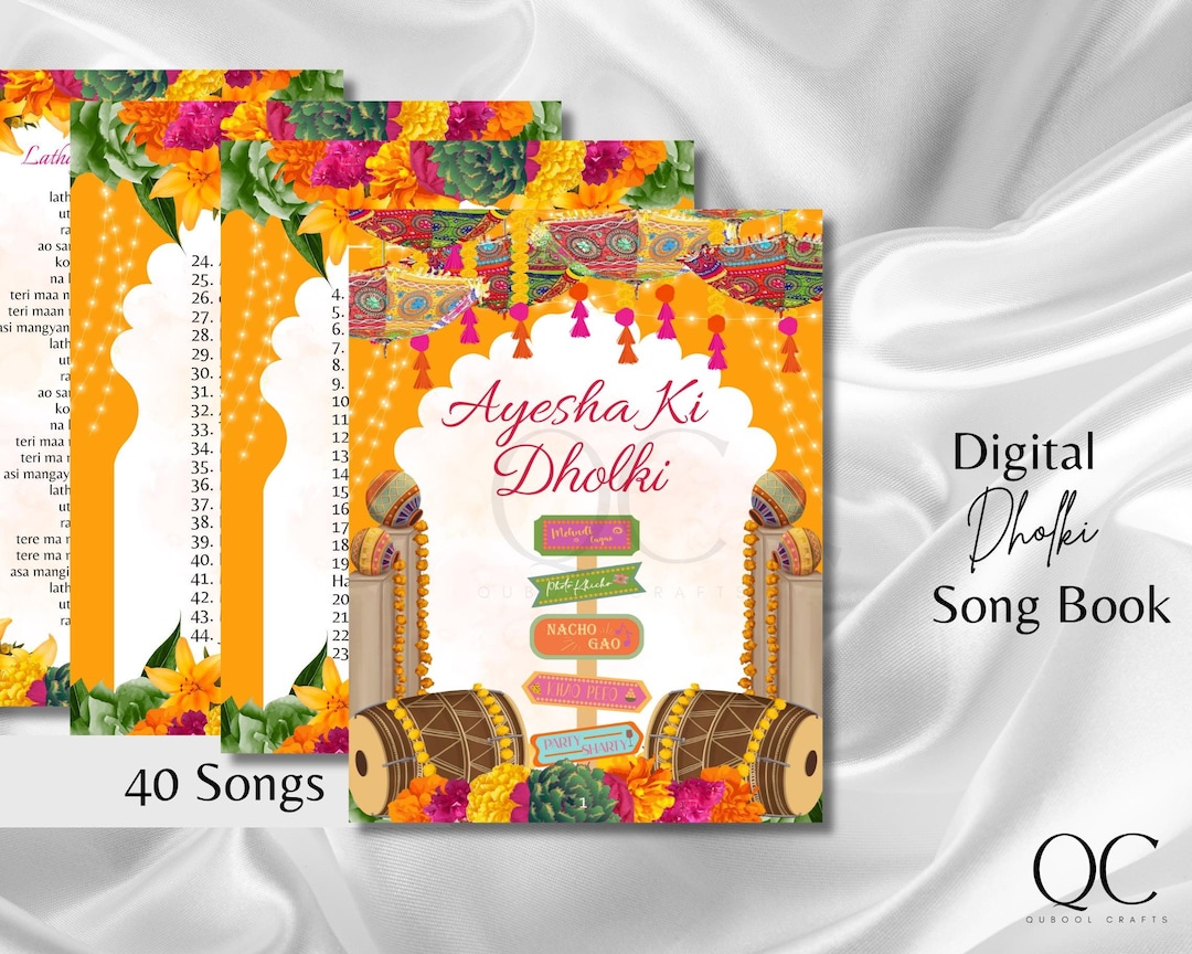 DIGITAL DOWNLOAD Modern Dholki Book, Mayoun Mehndi Song Book Desi Song ...