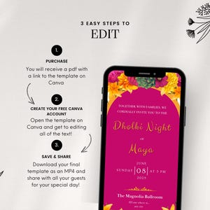 Pink Animated Digital Mehndi Mayoun Mayun Haldi Dholki Invitation Card ...