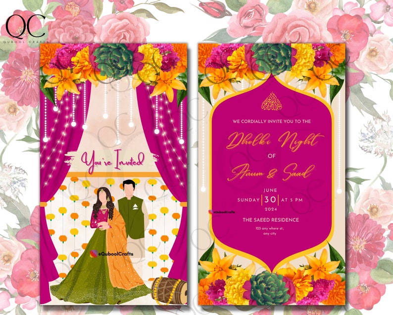 Animated Lighted Colorful Mehndi Dholki Mayoun Mayun Henna Invitation ...