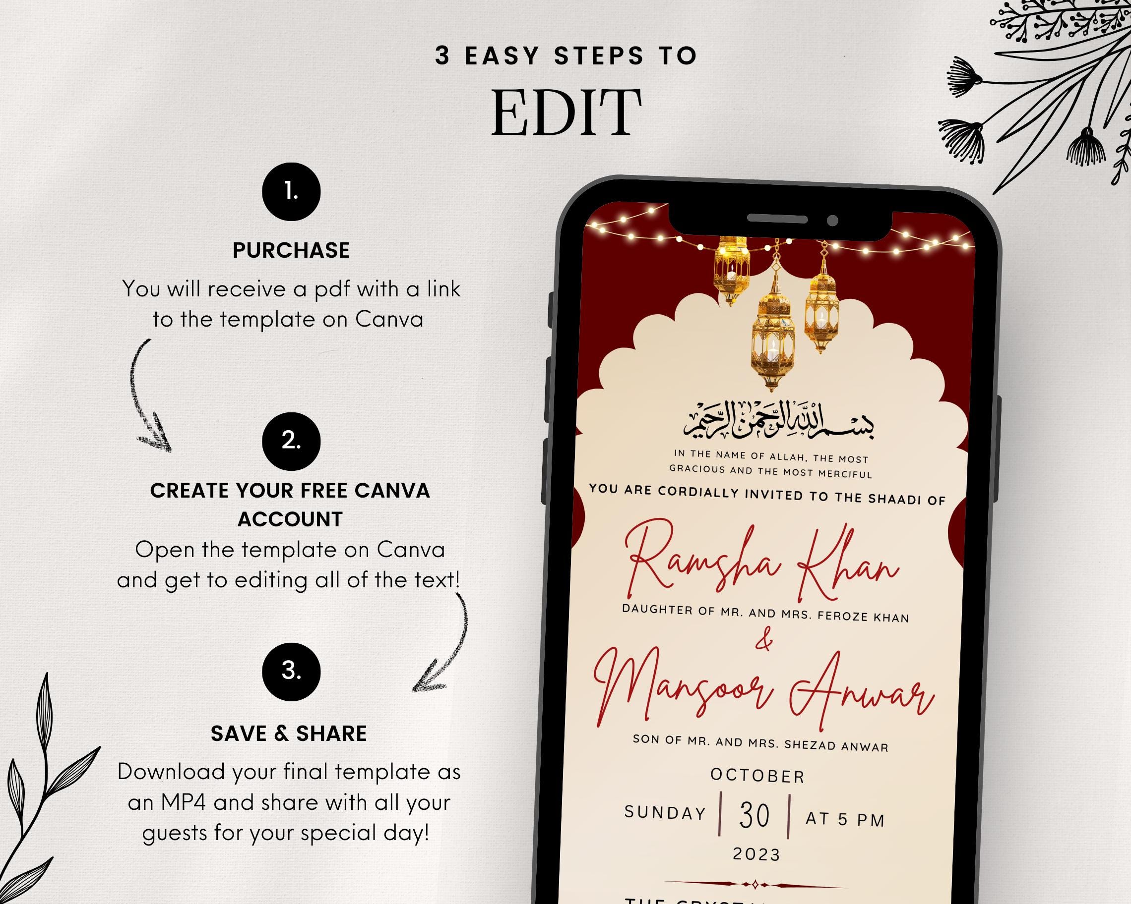 Animated Red Baraat Digital Shaadi Nikkah Ceremony Walima Wedding ...