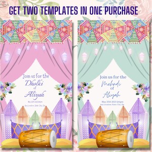 Editable Dholki Sangeet Mayoun Mehndi Haldi Invitation Card Digital ...