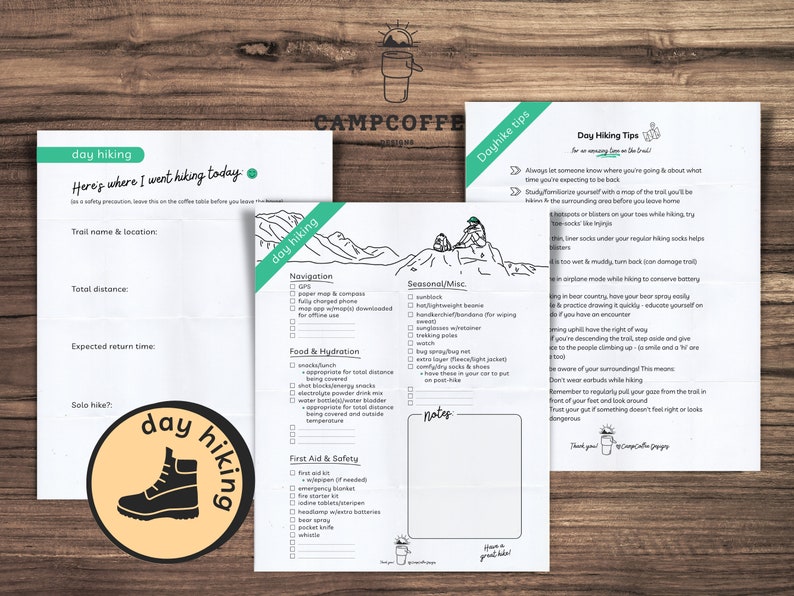 Printable Day Hiking Checklist | Safety Info | Hiking Tips - Etsy
