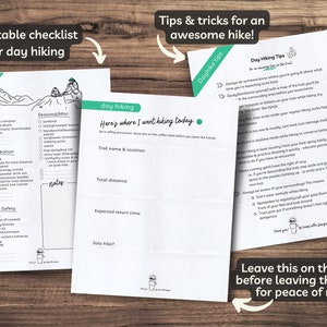 Printable Day Hiking Checklist | Safety Info | Hiking Tips - Etsy