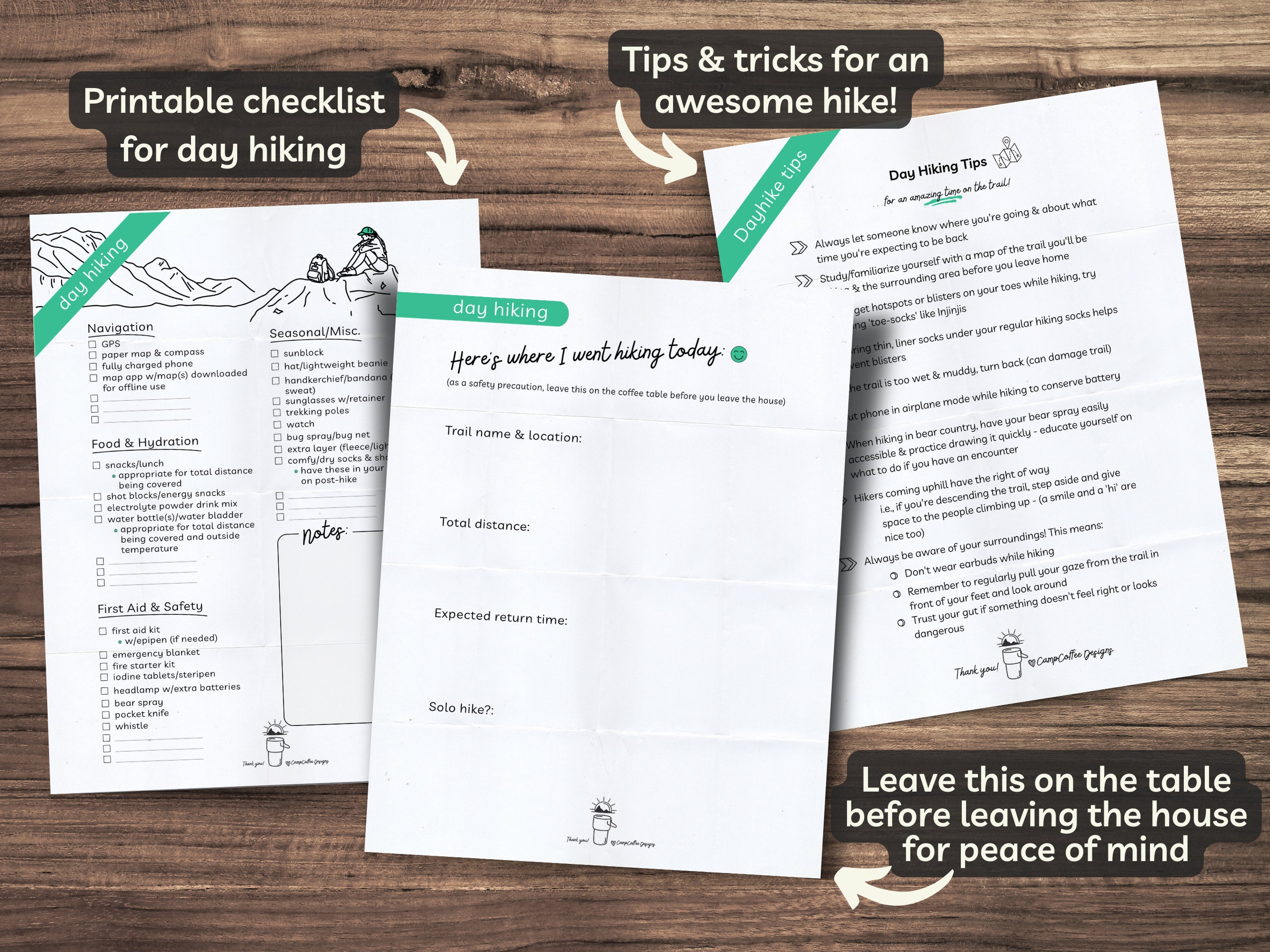Printable Day Hiking Checklist | Safety Info | Hiking Tips - Etsy