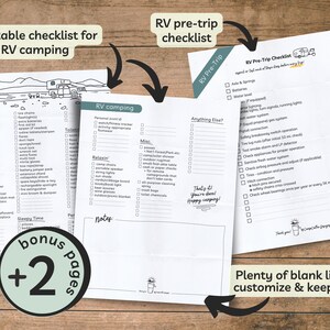 Printable RV Camping Checklist | RV Pre-trip Checklist | Camp Meal ...