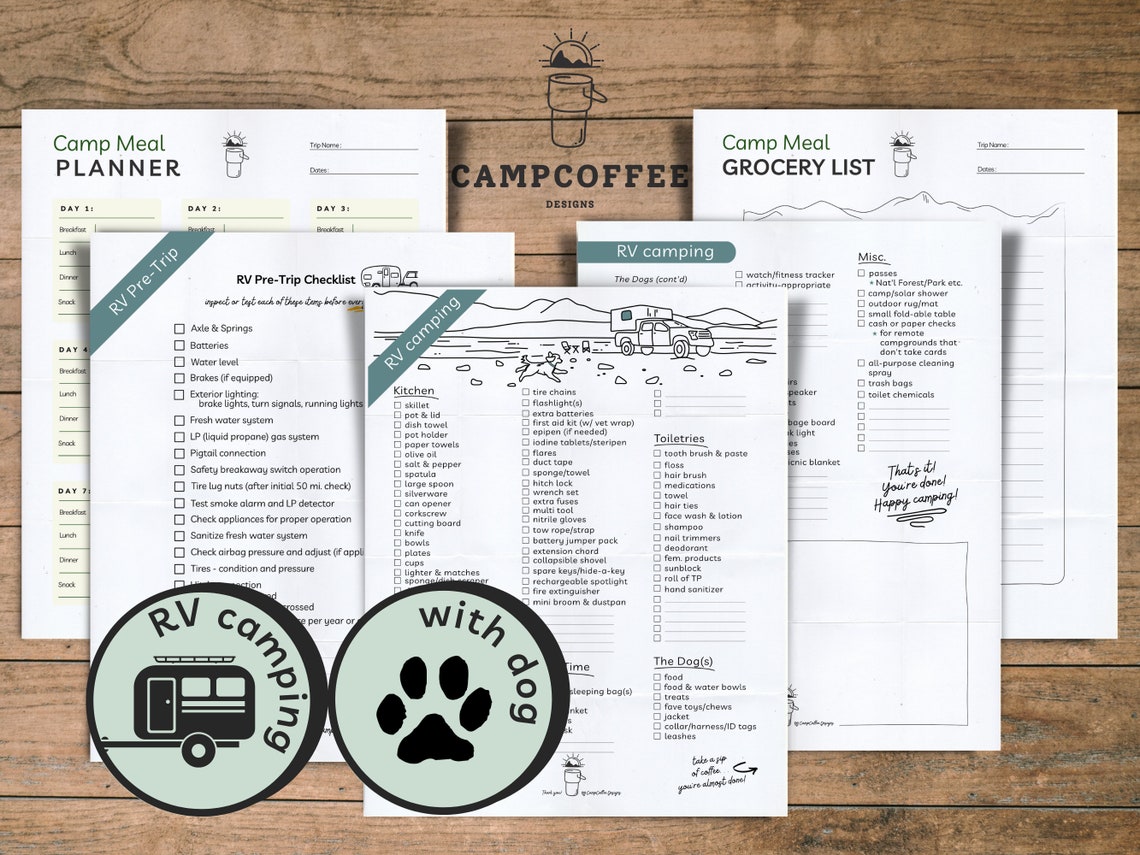 Printable RV Camping W/dog Checklist | RV Pre-trip Checklist | Camp ...