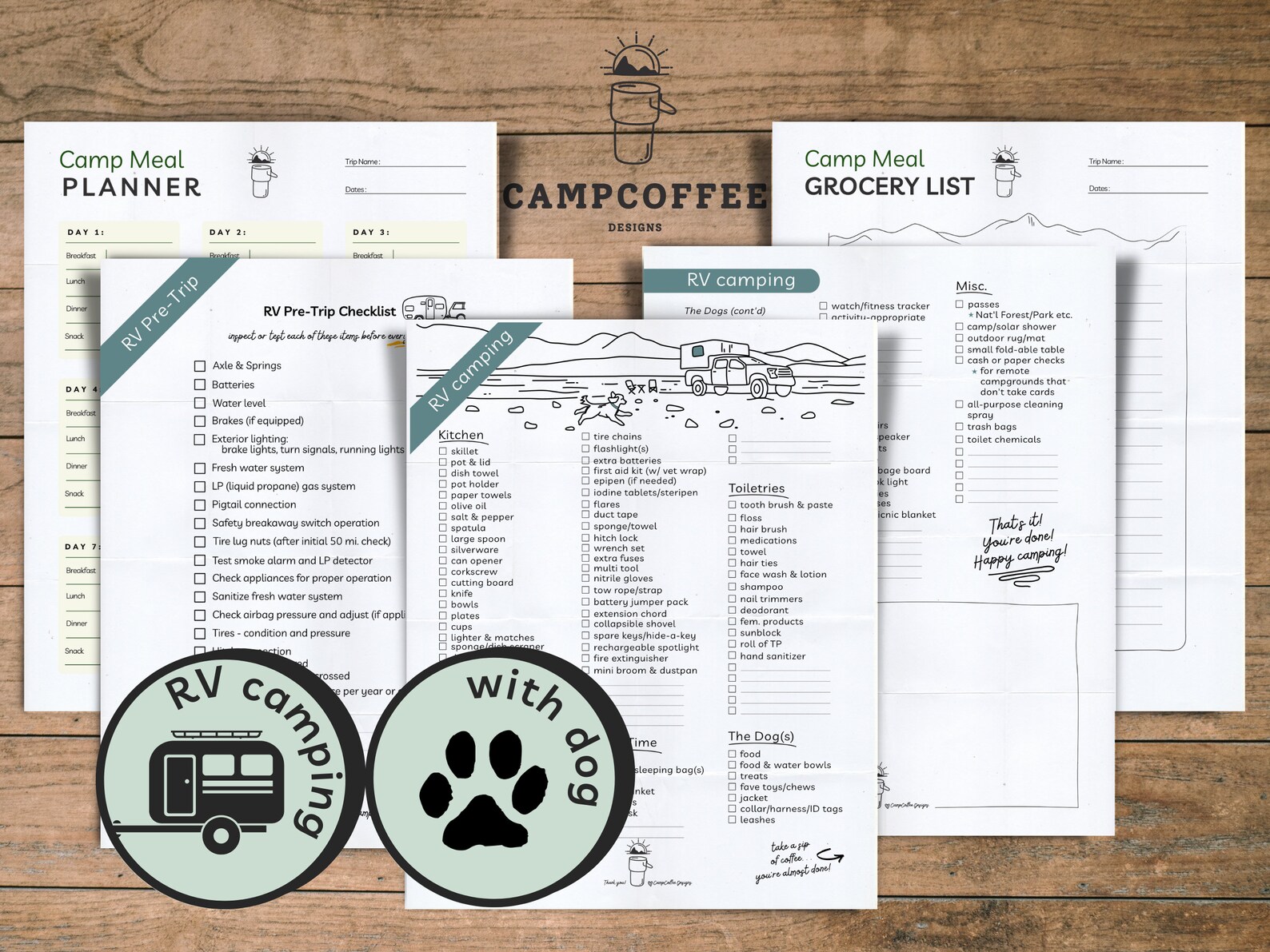 Printable RV Camping W/dog Checklist | RV Pre-trip Checklist | Camp ...