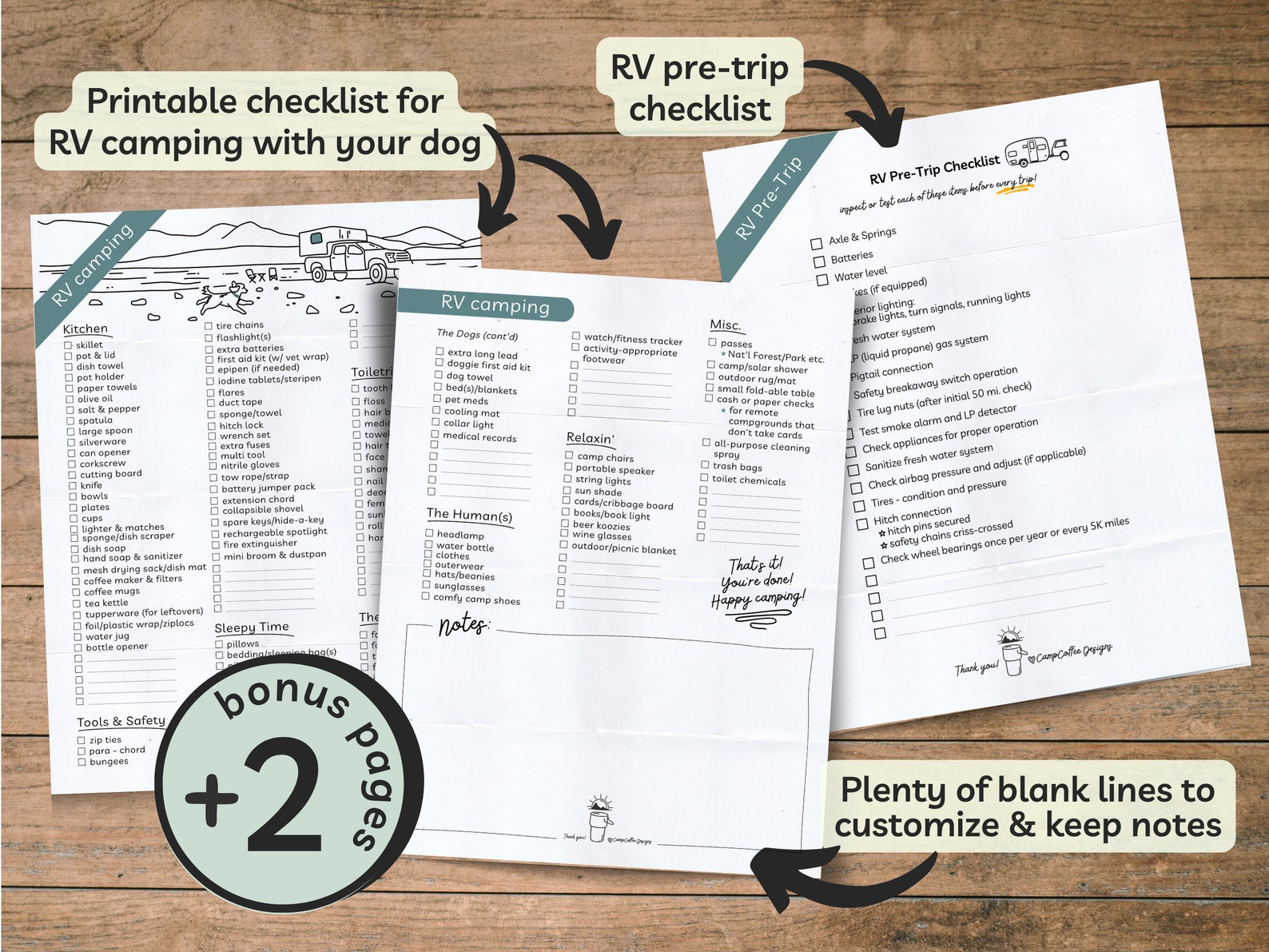 Printable RV Camping W/dog Checklist | RV Pre-trip Checklist | Camp ...