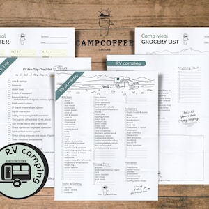 Printable RV Camping Checklist | RV Pre-trip Checklist | Camp Meal ...
