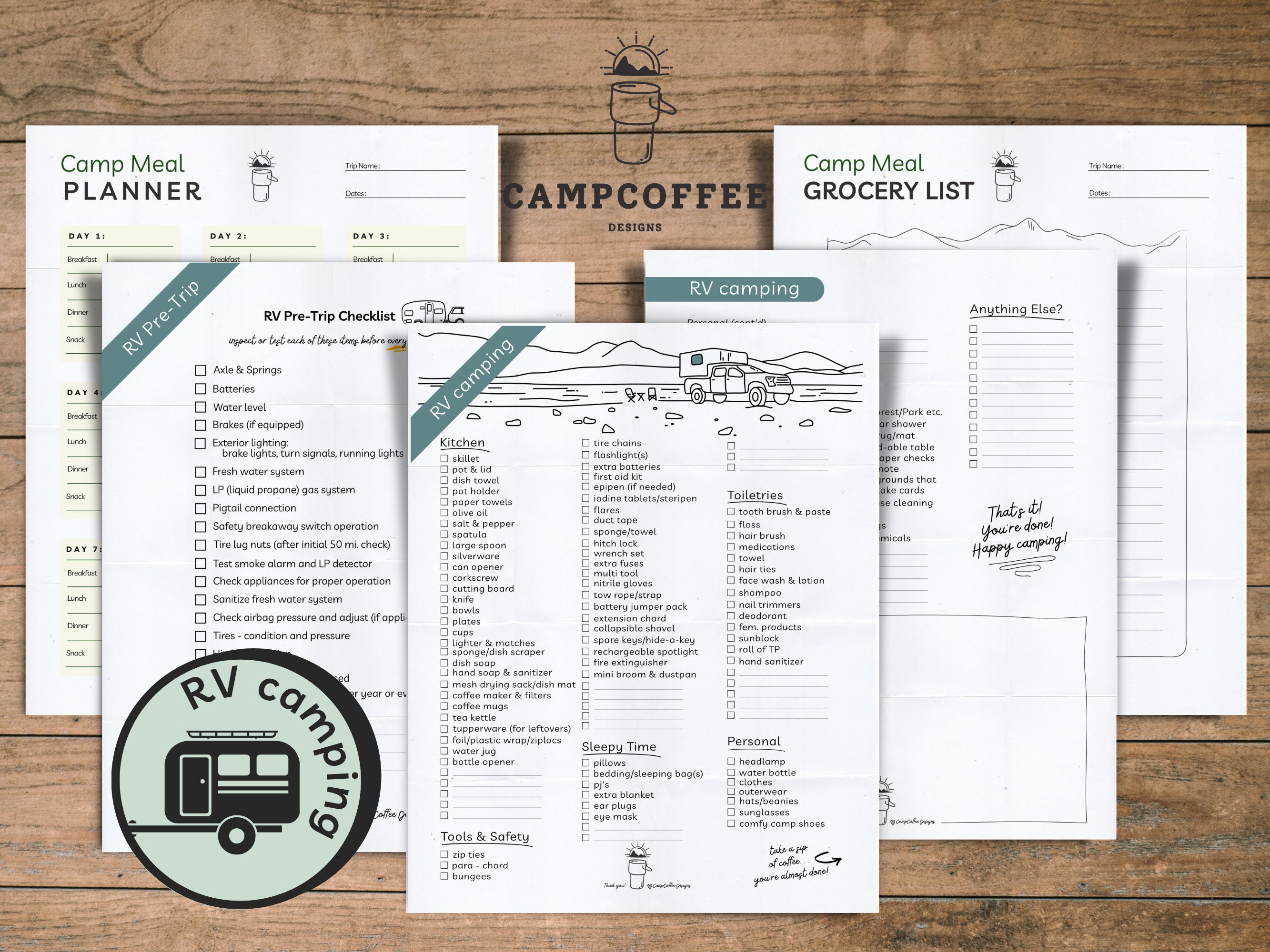 Printable RV Camping Checklist | RV Pre-trip Checklist | Camp Meal ...