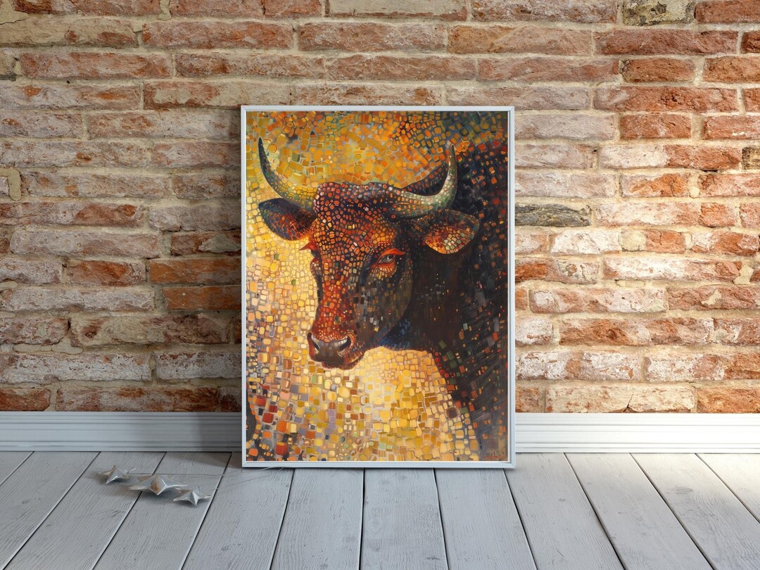 Totem Ox, Digital Art Print, Colorful Wall Art, AI Art, Digital ...