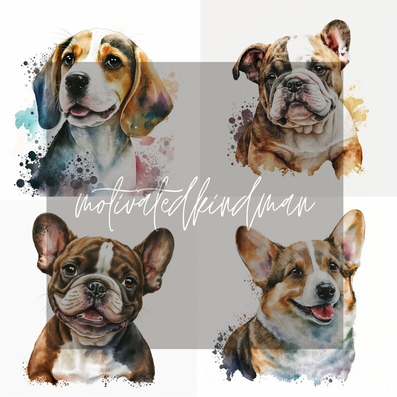 Cute Dog Watercolor Clipart Bundle Transparent PNG 12 Dog - Etsy