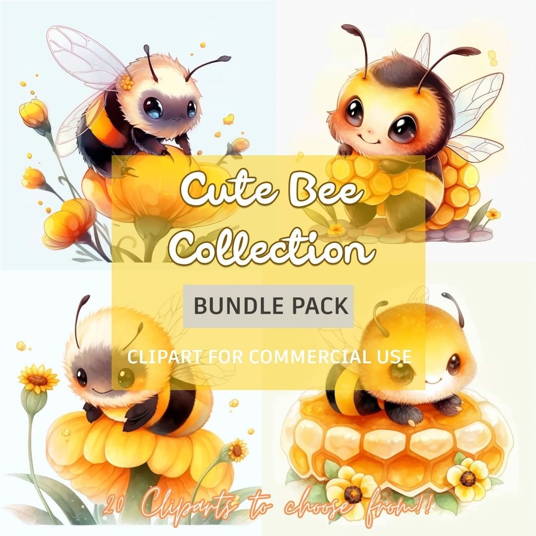 Cute Watercolor Honeybee Clipart, Commercial PNG, Transparent BG ...