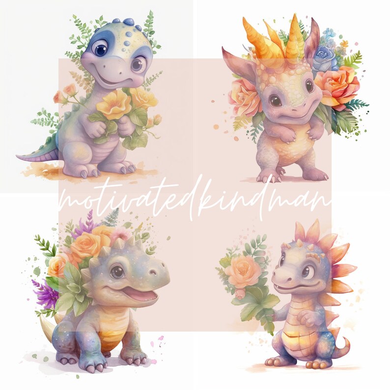 Baby Dinosaurs Clipart Bundle, Transparent BG, Commercial PNG, Cute ...