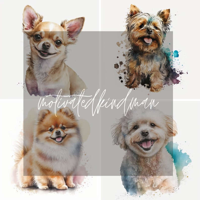Cute Dog Watercolor Clipart Bundle Transparent PNG 12 Dog - Etsy