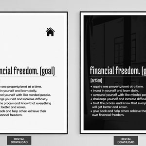 Financial Freedom Wall Art Print Entrepreneur Art Motivational Success ...
