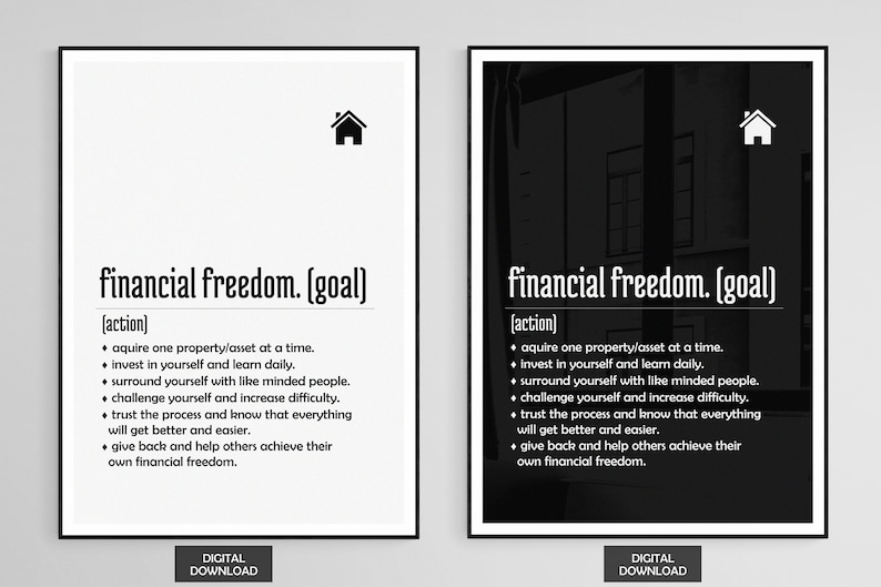 Financial Freedom Wall Art Print Entrepreneur Art Motivational Success ...