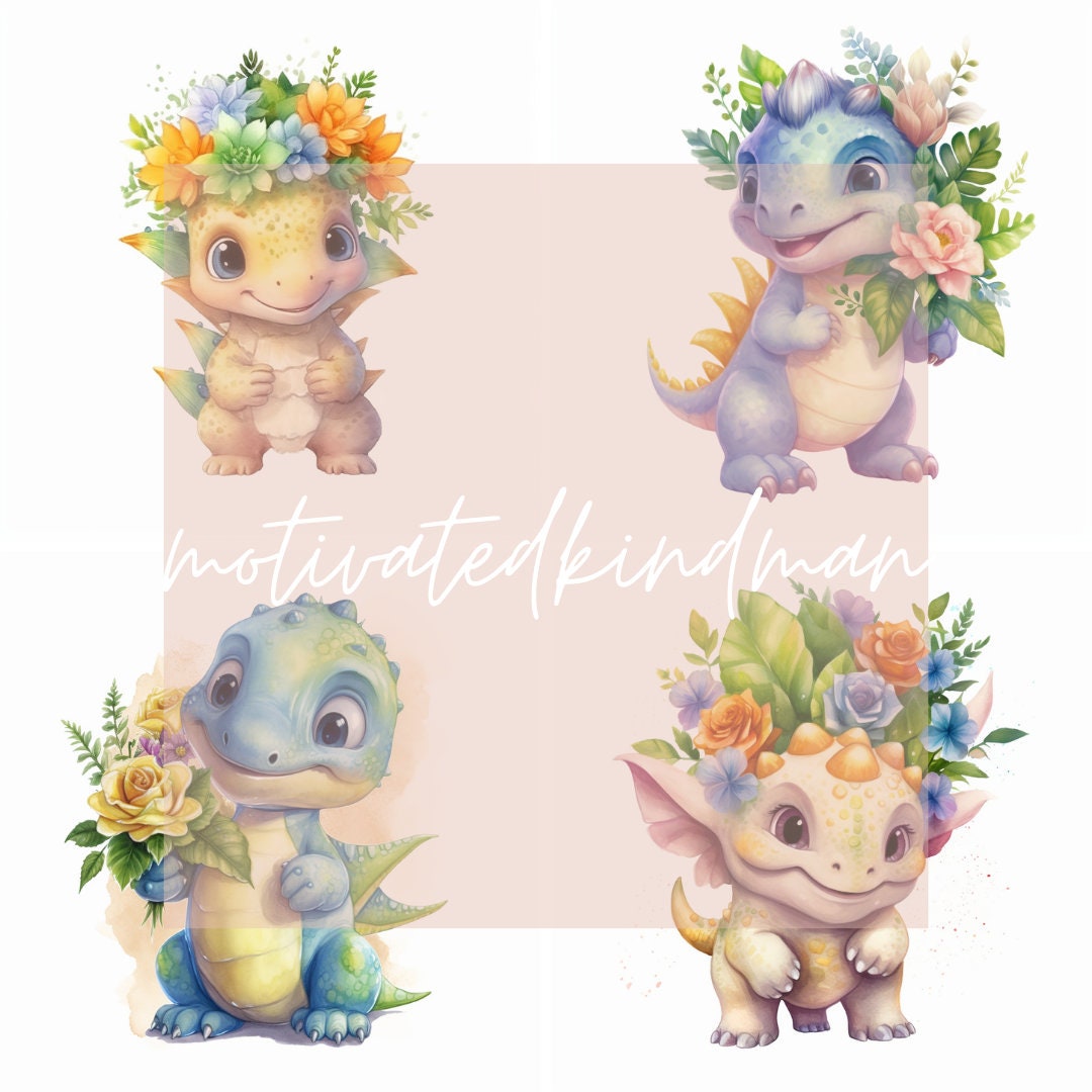Baby Dinosaurs Clipart Bundle, Transparent BG, Commercial PNG, Cute ...