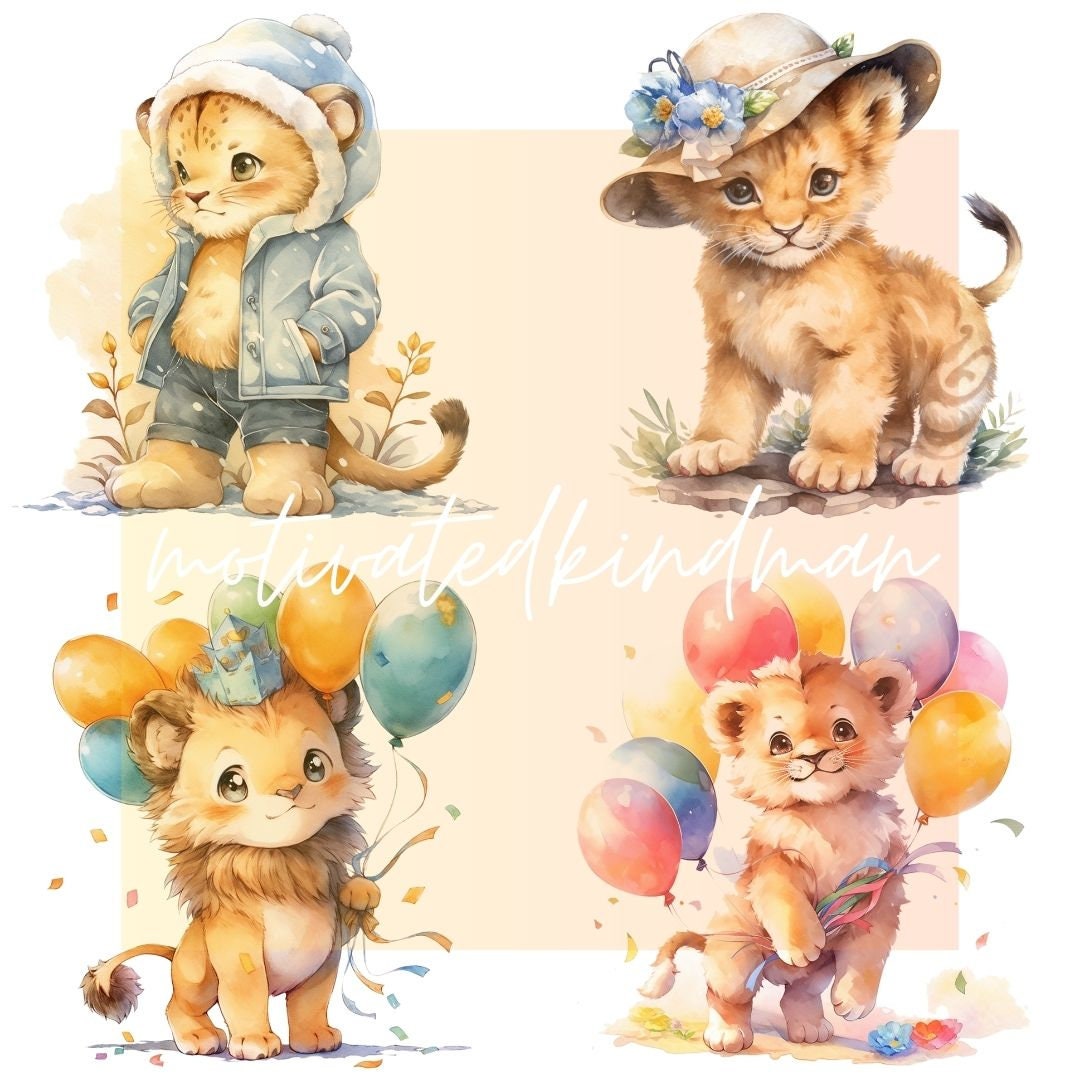 Cute Kid Lion Clip Art Pack Baby Shower for a Boy - Etsy