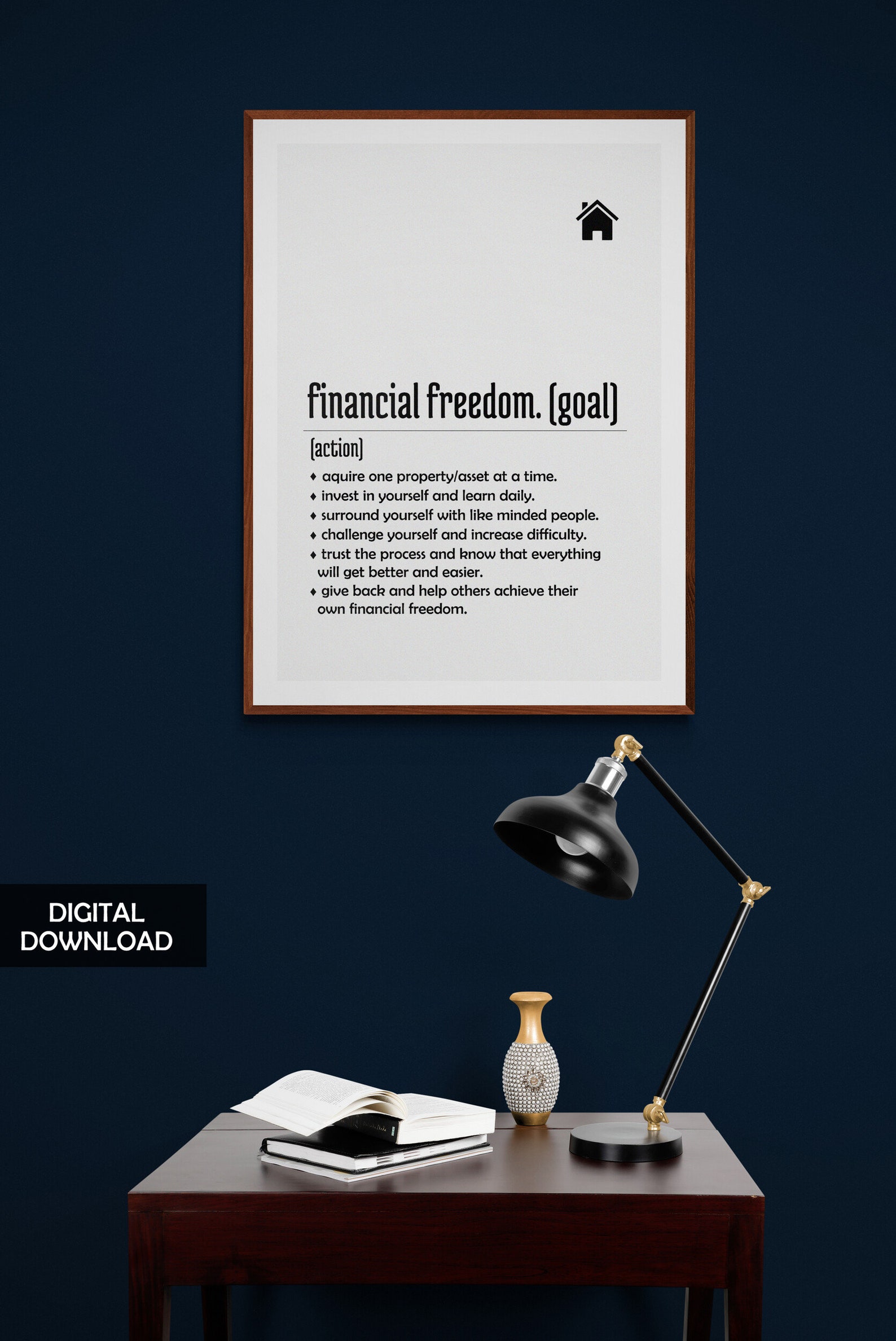 Financial Freedom Wall Art Print Entrepreneur Art Motivational Success ...